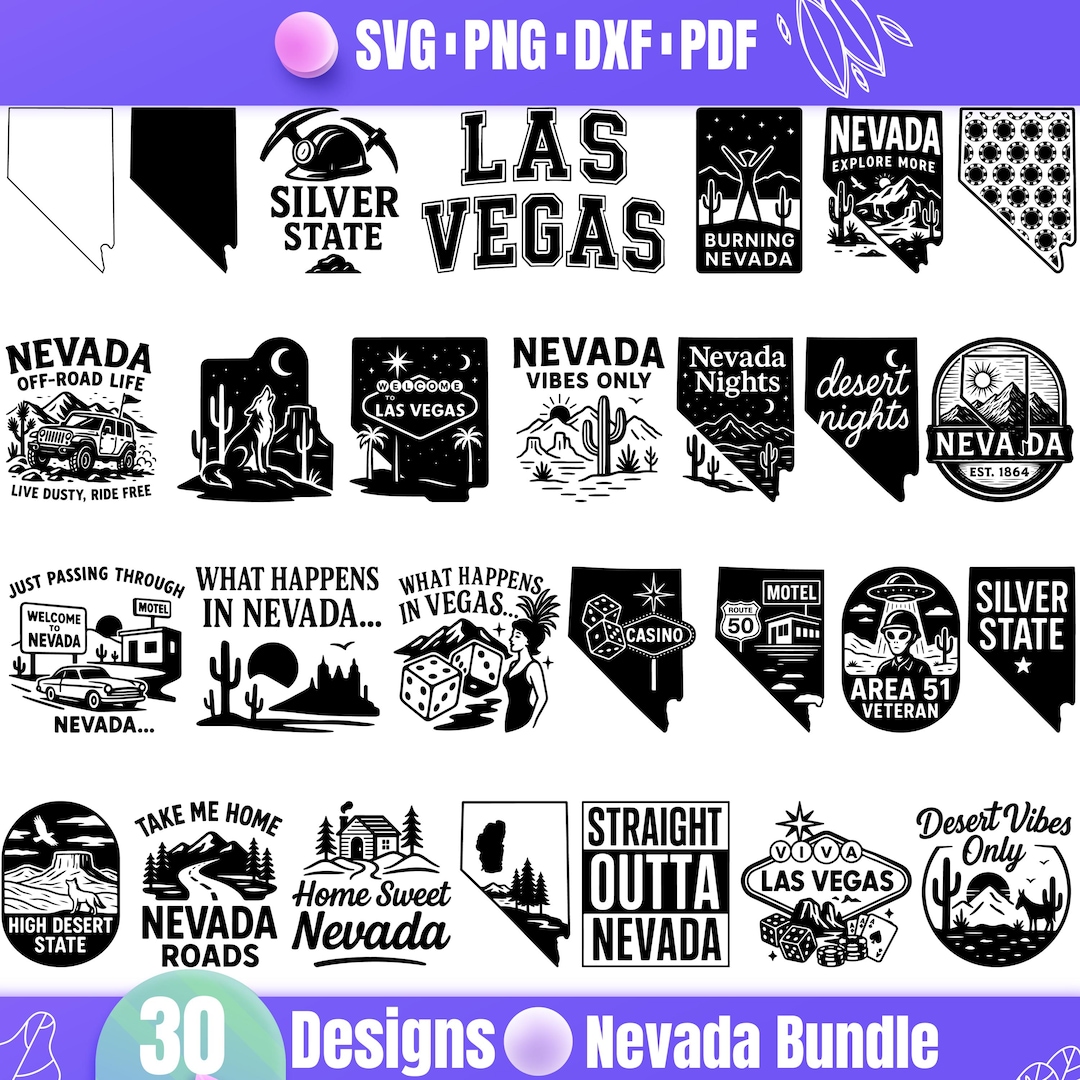 Nevada SVG Bundle | 30 Nevada State Designs | Area 51 | Burning Nevada ...