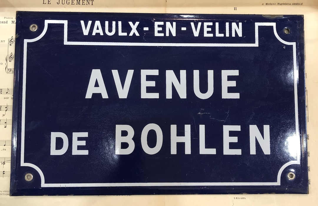 Vintage French Enameled Street Sign Plaque Avenue De Bohlen - Etsy Canada