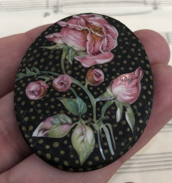Rare Antique French Hand Painted Porcelain Roses Flow… - Gem
