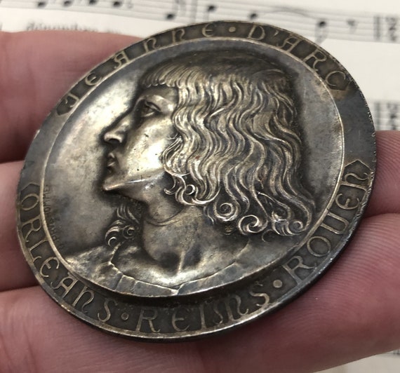 Antique French Bronze Joan of Arc Pin / Brooch Signed… - Gem