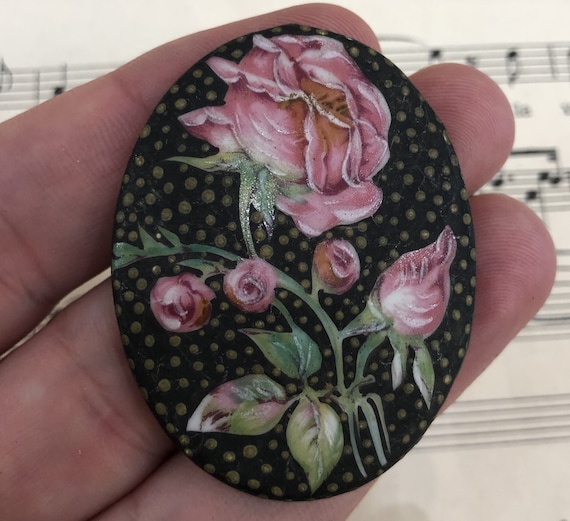 Rare Antique French Hand Painted Porcelain Roses Flow… - Gem