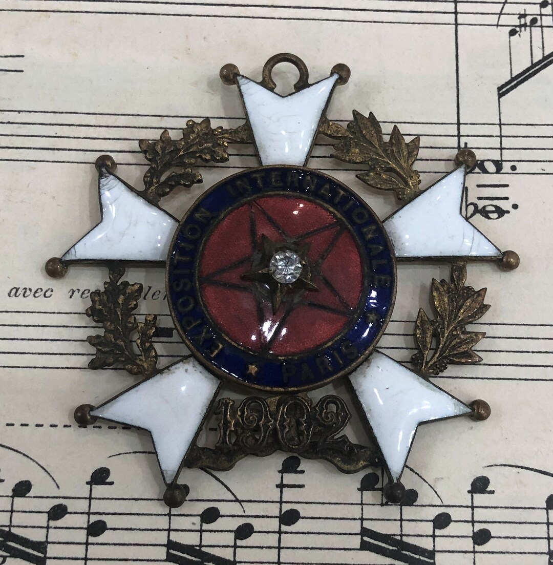 Rare Antique French Enameled Medal Pendant International Expo Paris ...