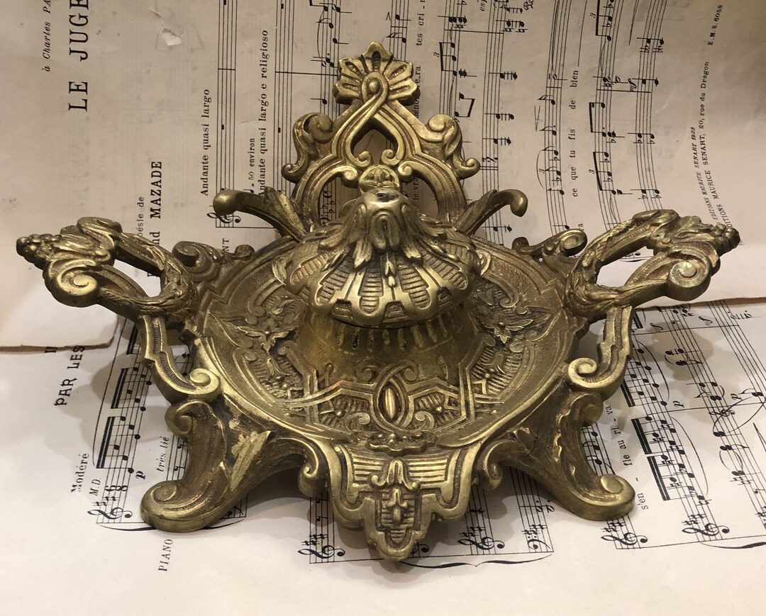 Rare Large Antique French Art Nouveau Bronze Inkwell C1900 - Etsy