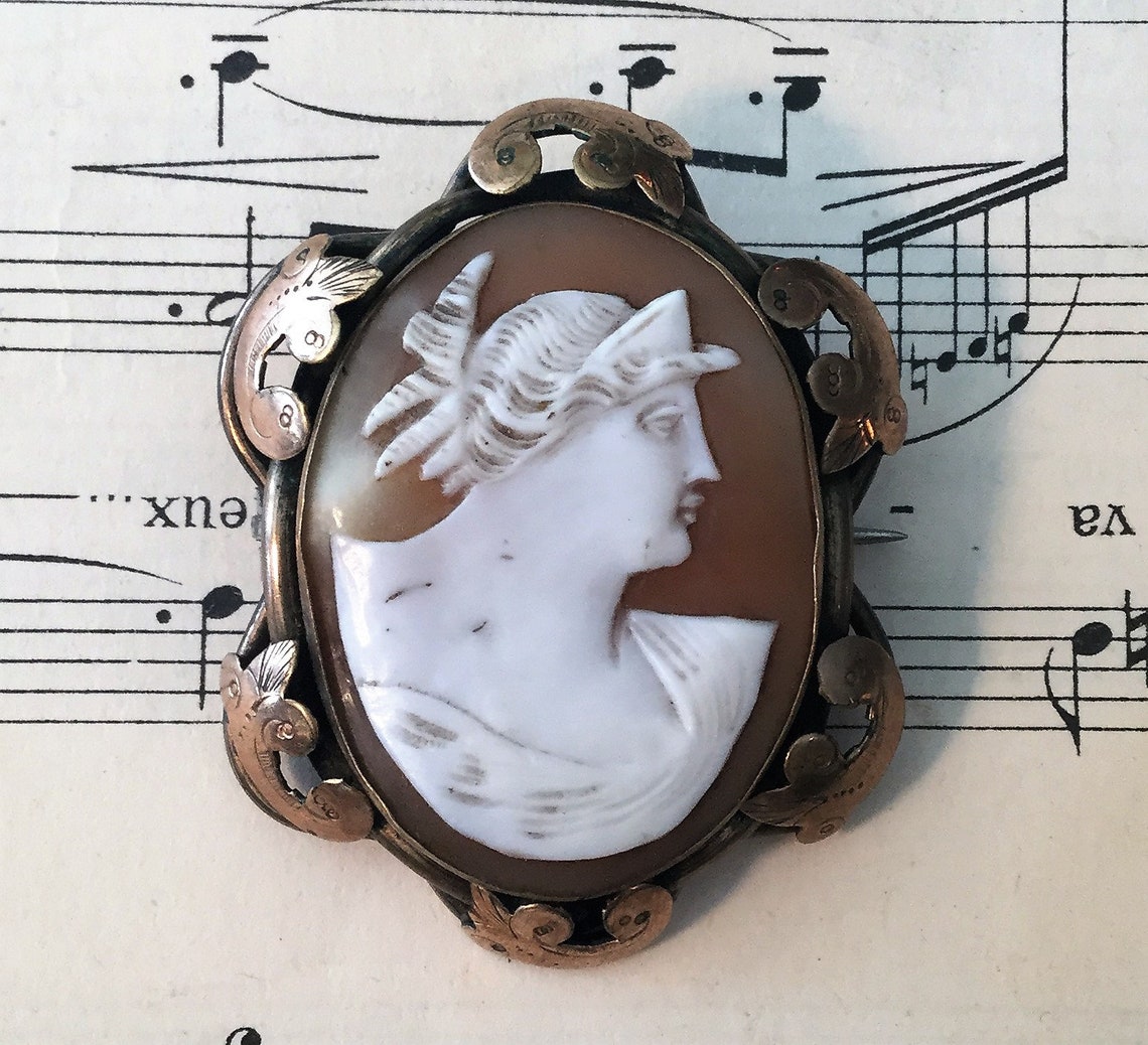 Antique Italian Carved Shell Cameo Roman Emperor Set in - Etsy