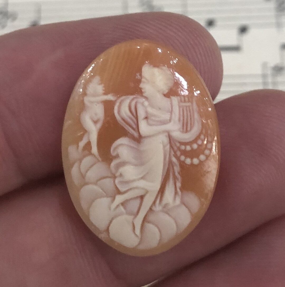 Antique Italian Carved Shell Cameo Woman Music Angel Harp C1920 - Etsy