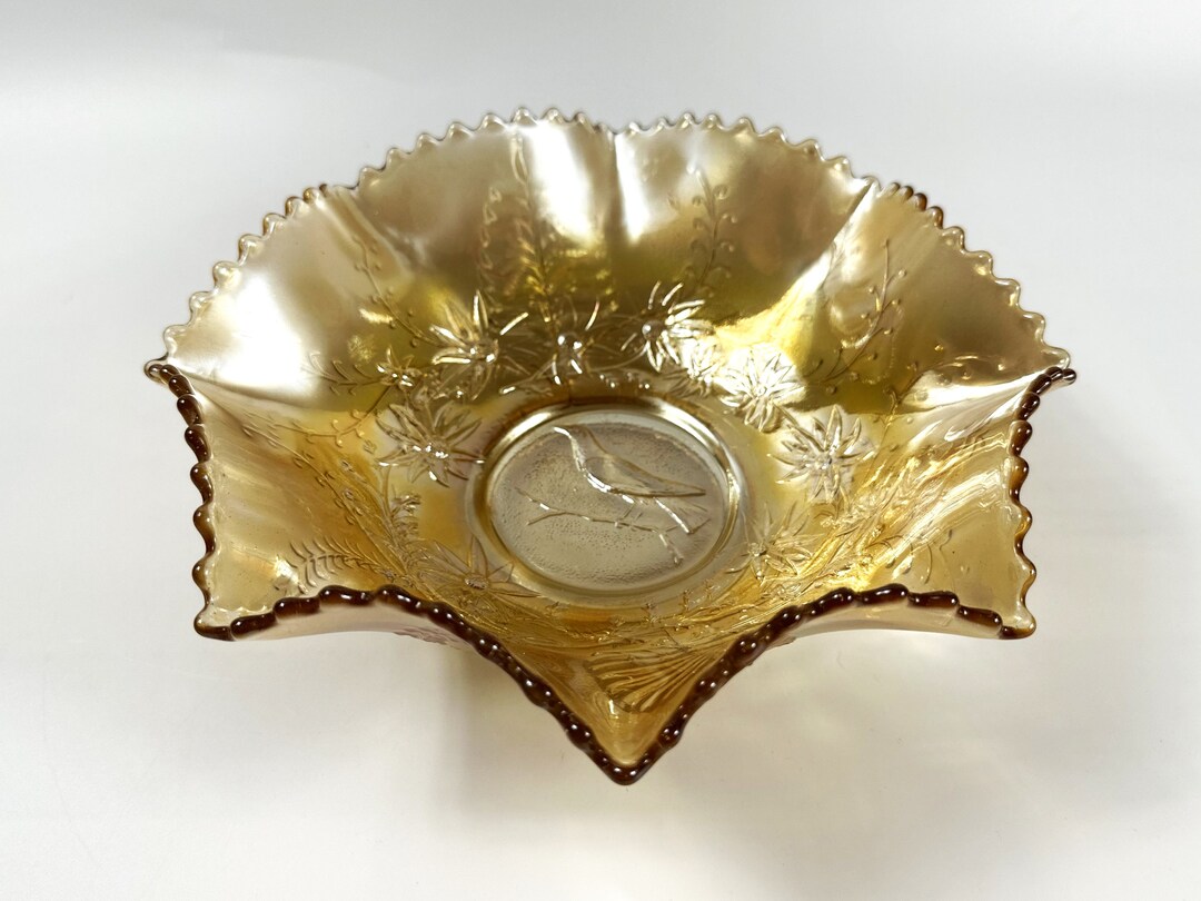 Australian Carnival Glass 'magpie' Master Bowl - Crystal Glass Ltd ...