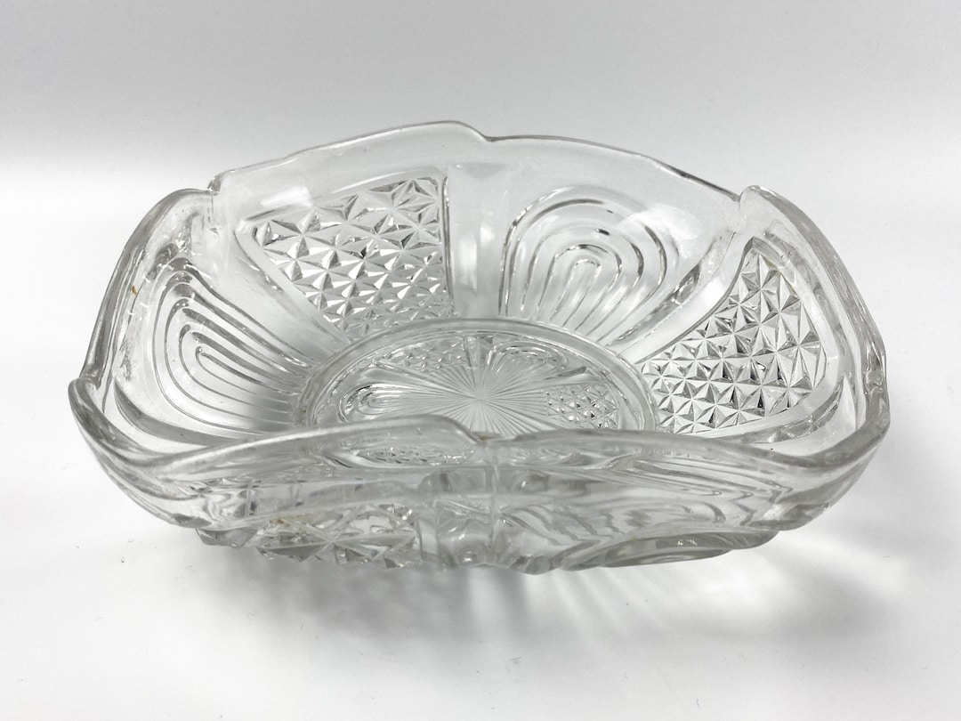 Australian Art Deco Square Glass Bowl - Crown Crystal Glass Company ...