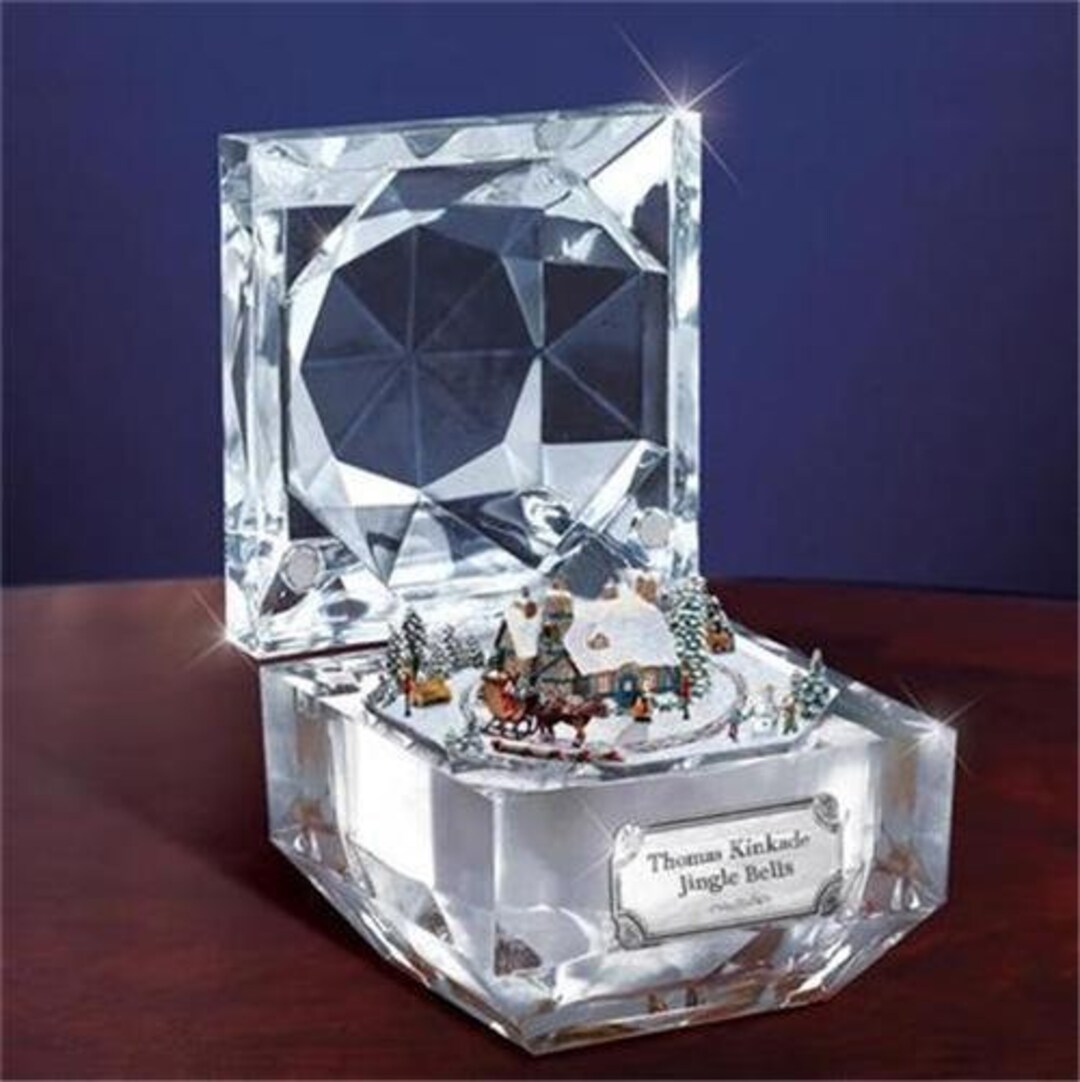 Thomas Kinkade Jingle Bells Crystal Animated MUSIC BOX New - Etsy