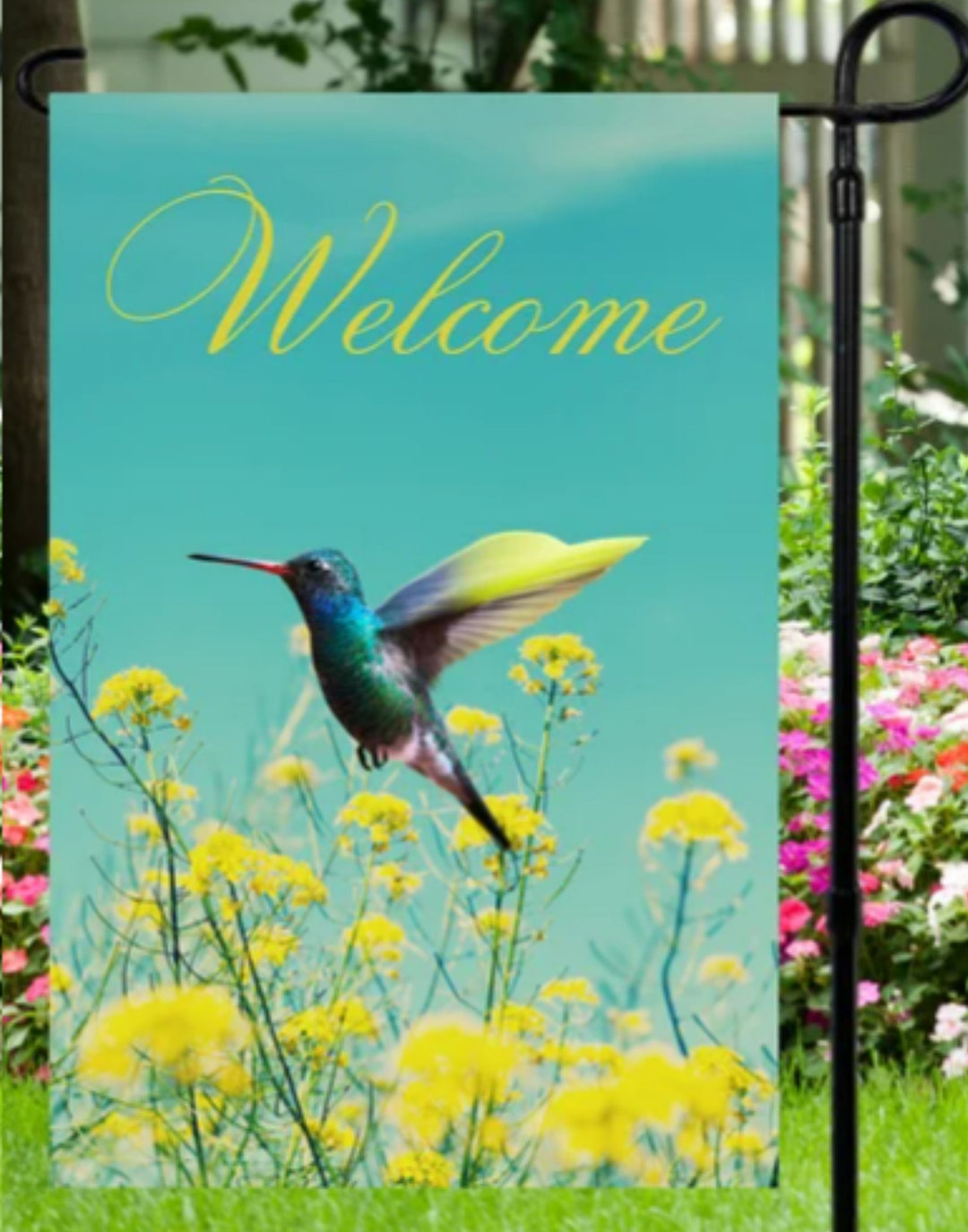 Welcome Hummingbird Garden Flag, Summer Fall Flag, Modern Outdoor Yard ...