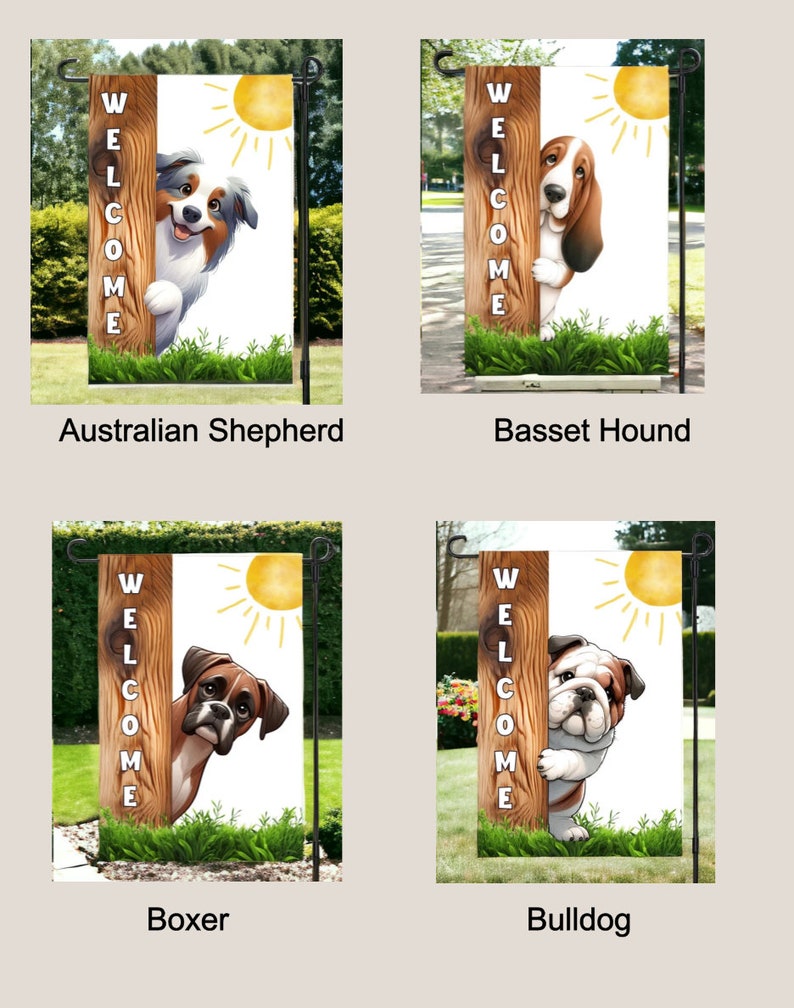 Peeking Dog Welcome Garden Flag - Etsy
