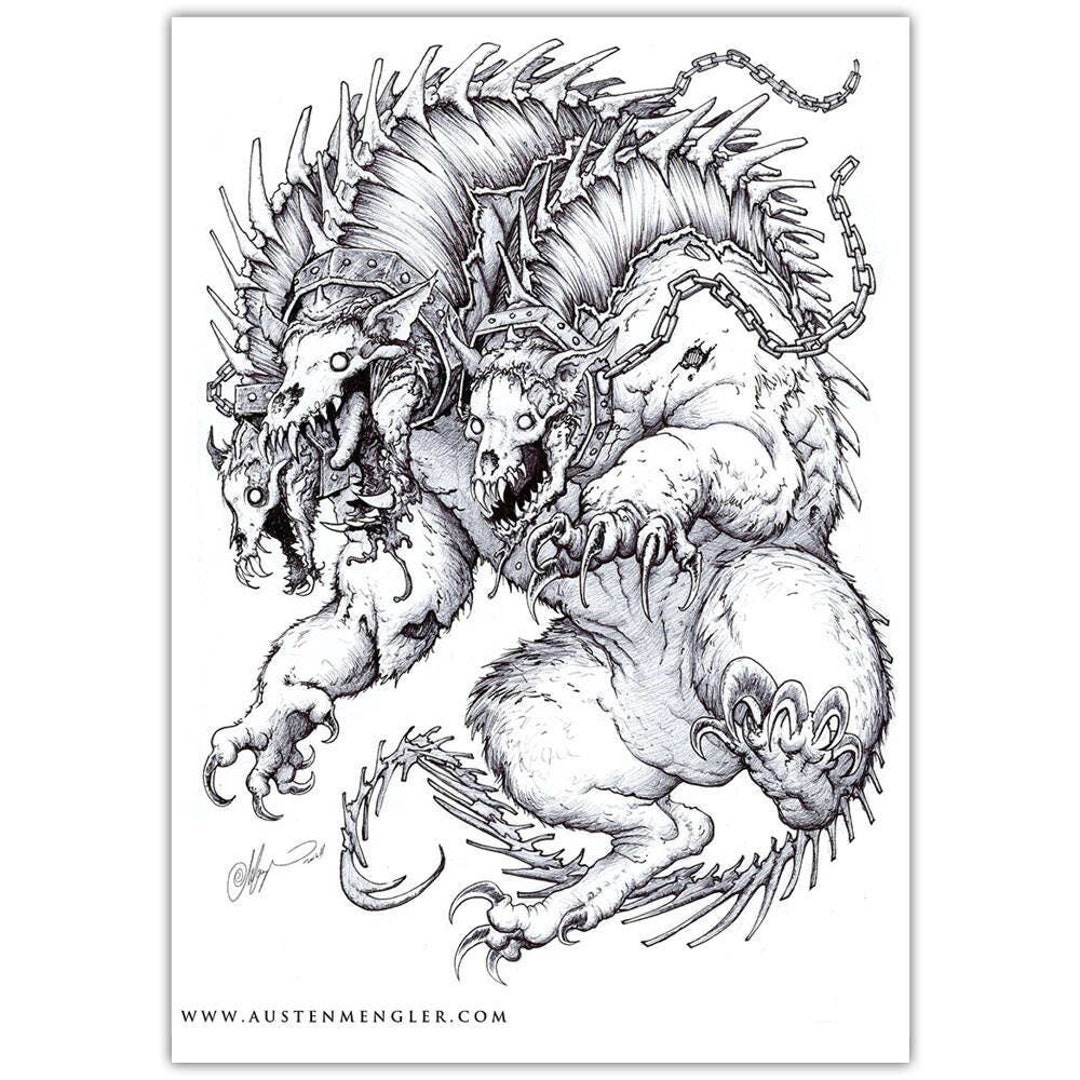 CERBERUS (2016) - Signed A3 Print - Scary Sketches Series by the Art of ...