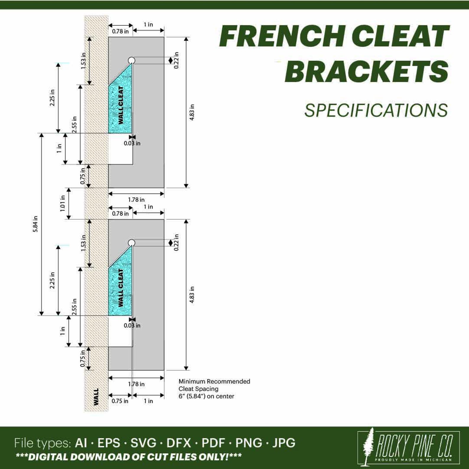 French Cleat Brackets Vector Files - Laser/cnc Cut Files - Etsy