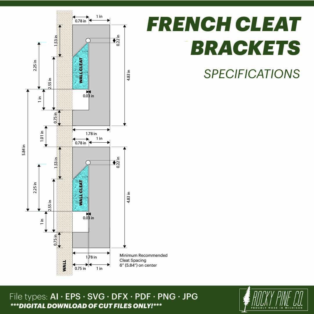 French Cleat Brackets Vector Files - Laser/cnc Cut Files - Etsy