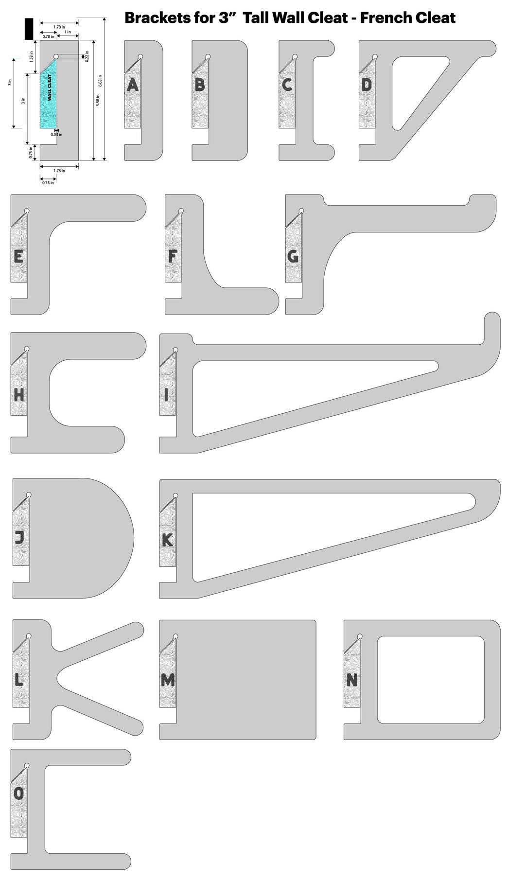 3-inch French Cleat Brackets Vector Files - Laser/cnc Cut Files - Etsy