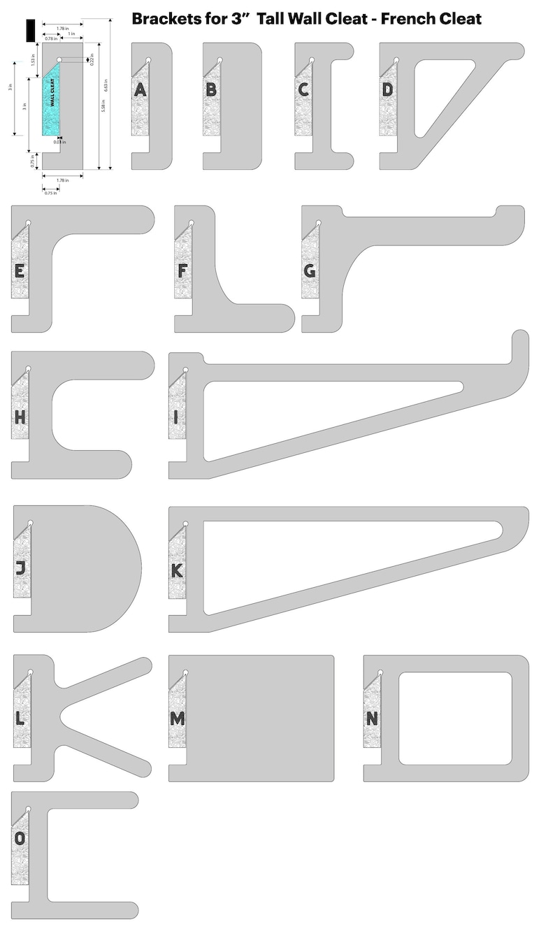 3-inch French Cleat Brackets Vector Files - Laser/cnc Cut Files - Etsy