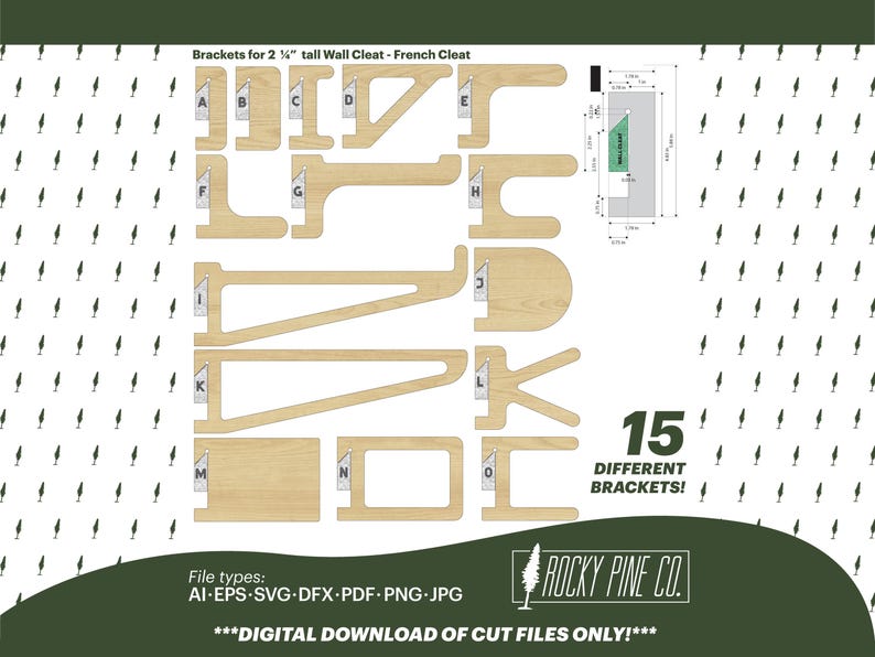 French Cleat Brackets Vector Files - Laser/cnc Cut Files - Etsy