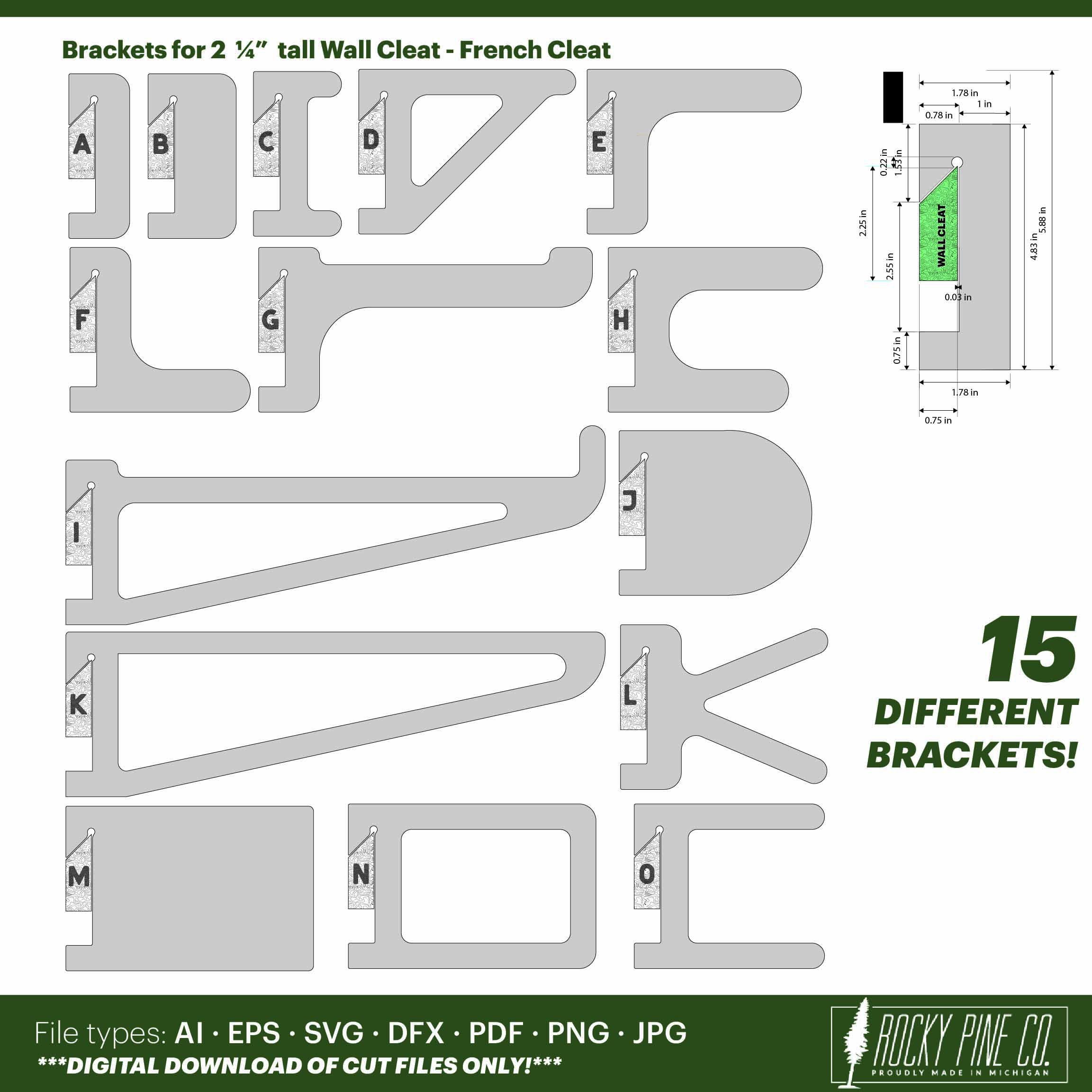 French Cleat Brackets Vector Files - Laser/cnc Cut Files - Etsy
