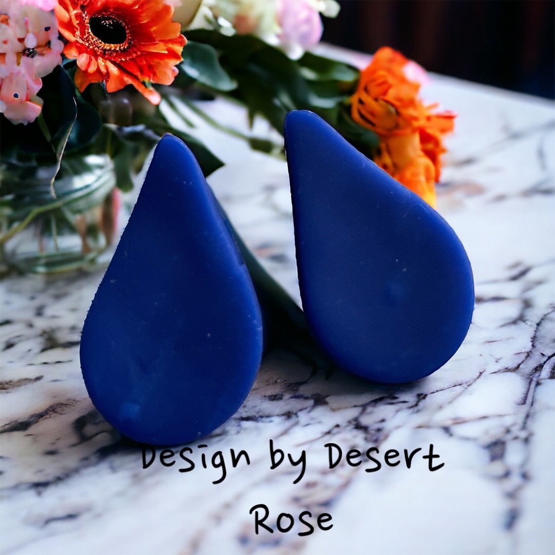 Royal Blue Tear Drop Post Clay Earrings - Etsy