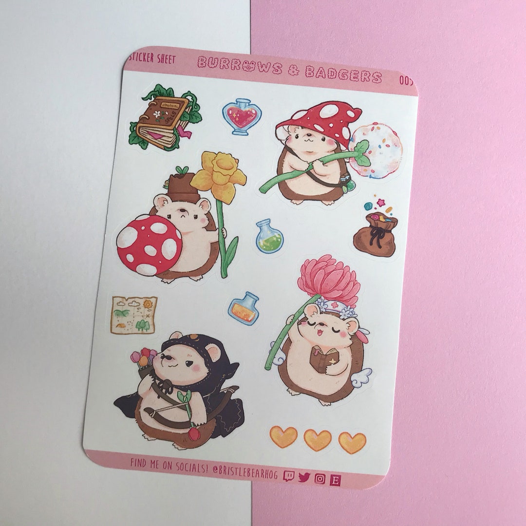 Cute DND Hedgehog Stickers Burrows and Badgers Sticker - Etsy