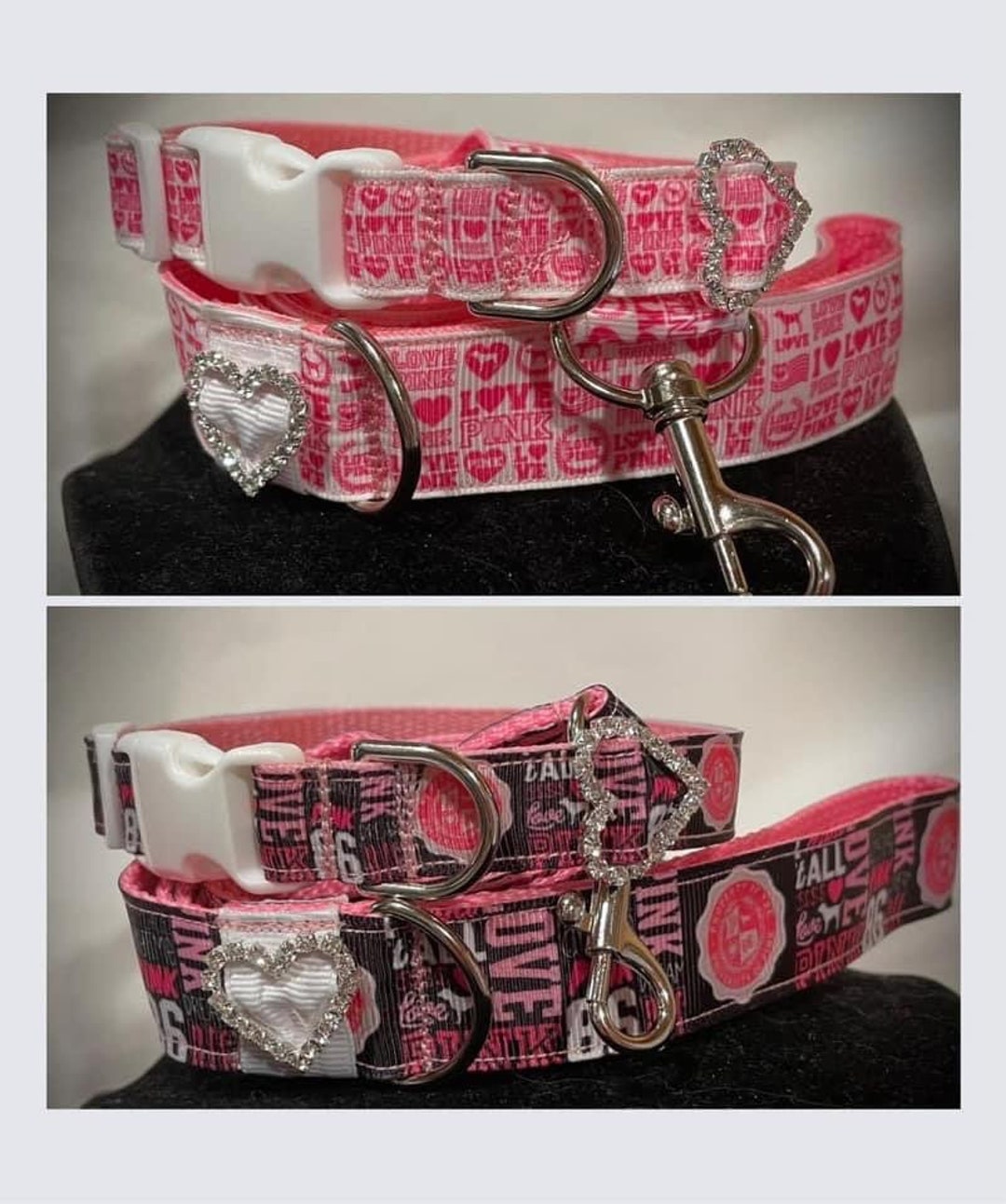 Pink Ribbon Leash and Collar Set, Love Pink - Etsy