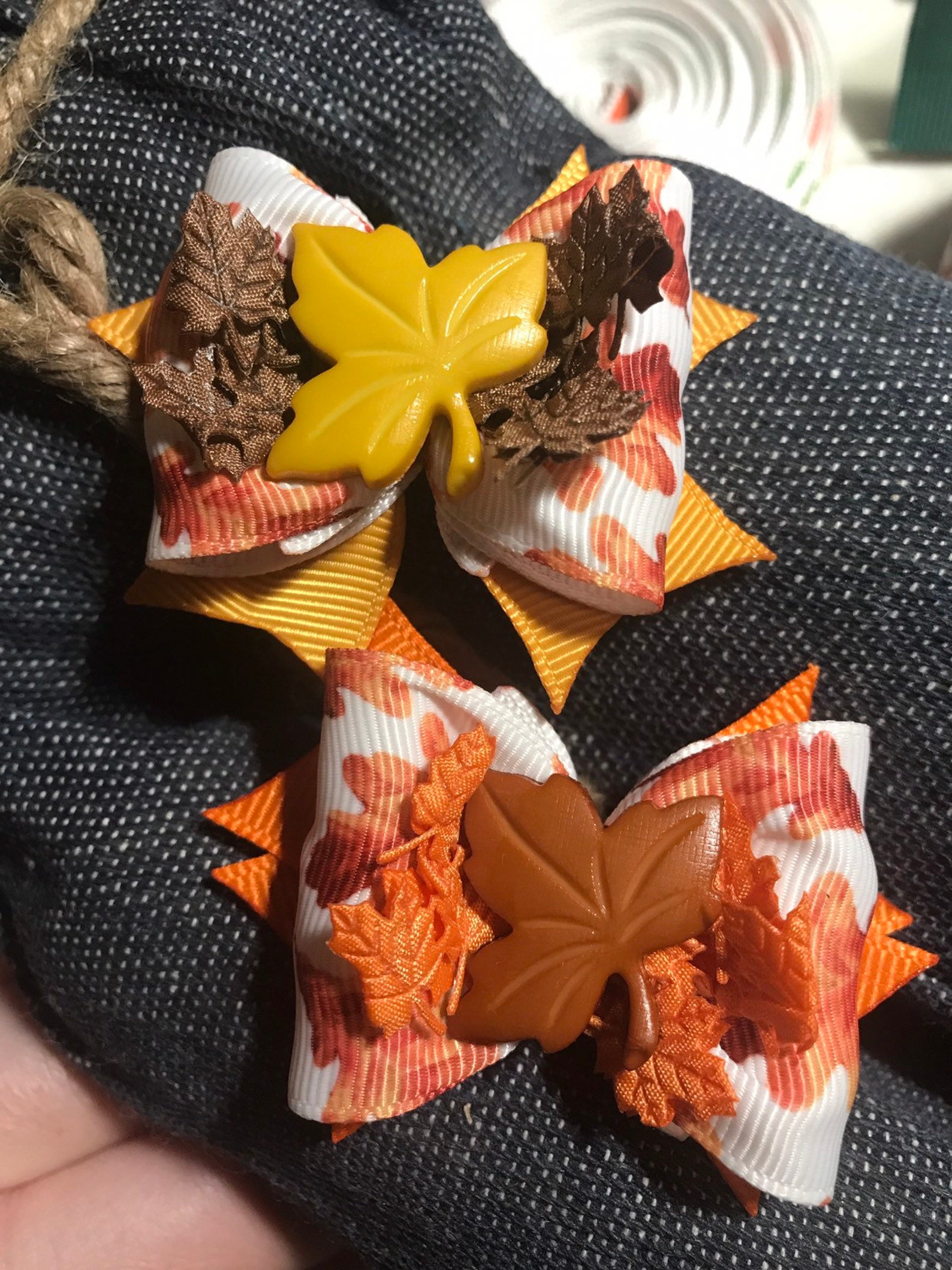 2 Wide Fall Leaf Bows - Etsy