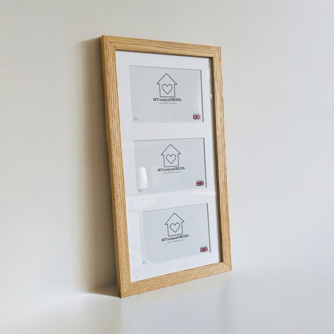 Real Solid Oak Photo Picture Frame With Mount for 3 Images | Triple | 2 ...