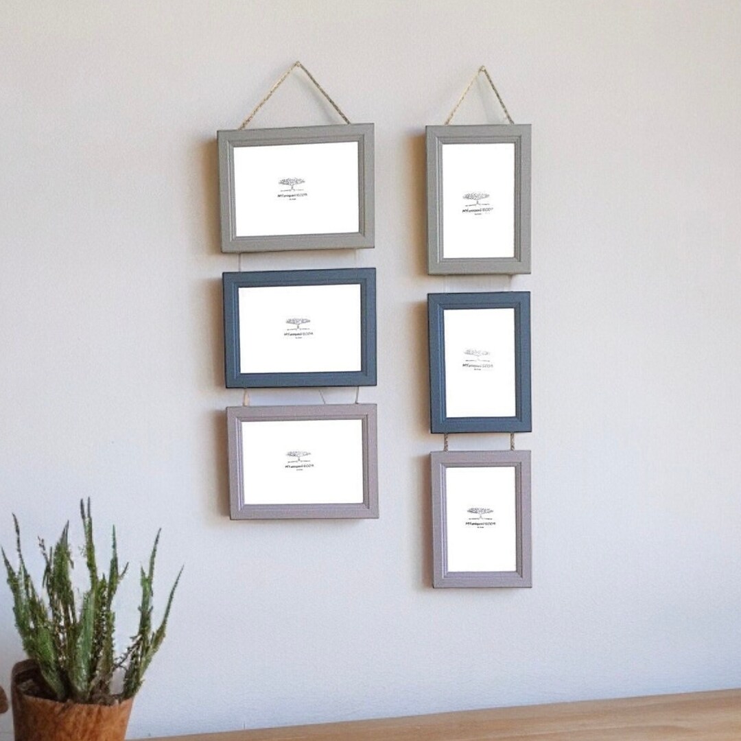 Handmade Triple Photo Frame: Muted Color Wall Hanging - Etsy