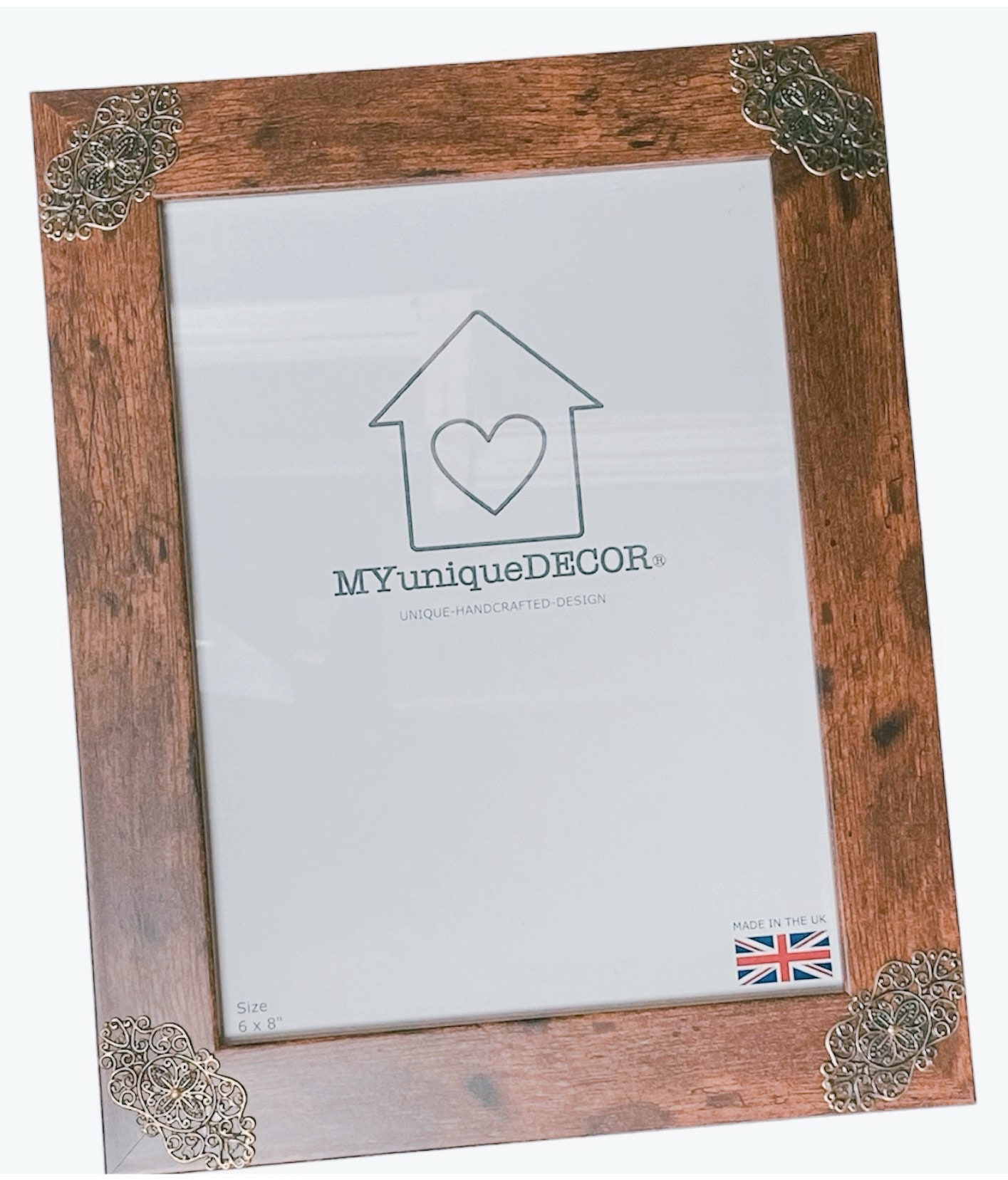 Photo Picture Frame Antique Rustic Wood Effect With Brass - Etsy UK