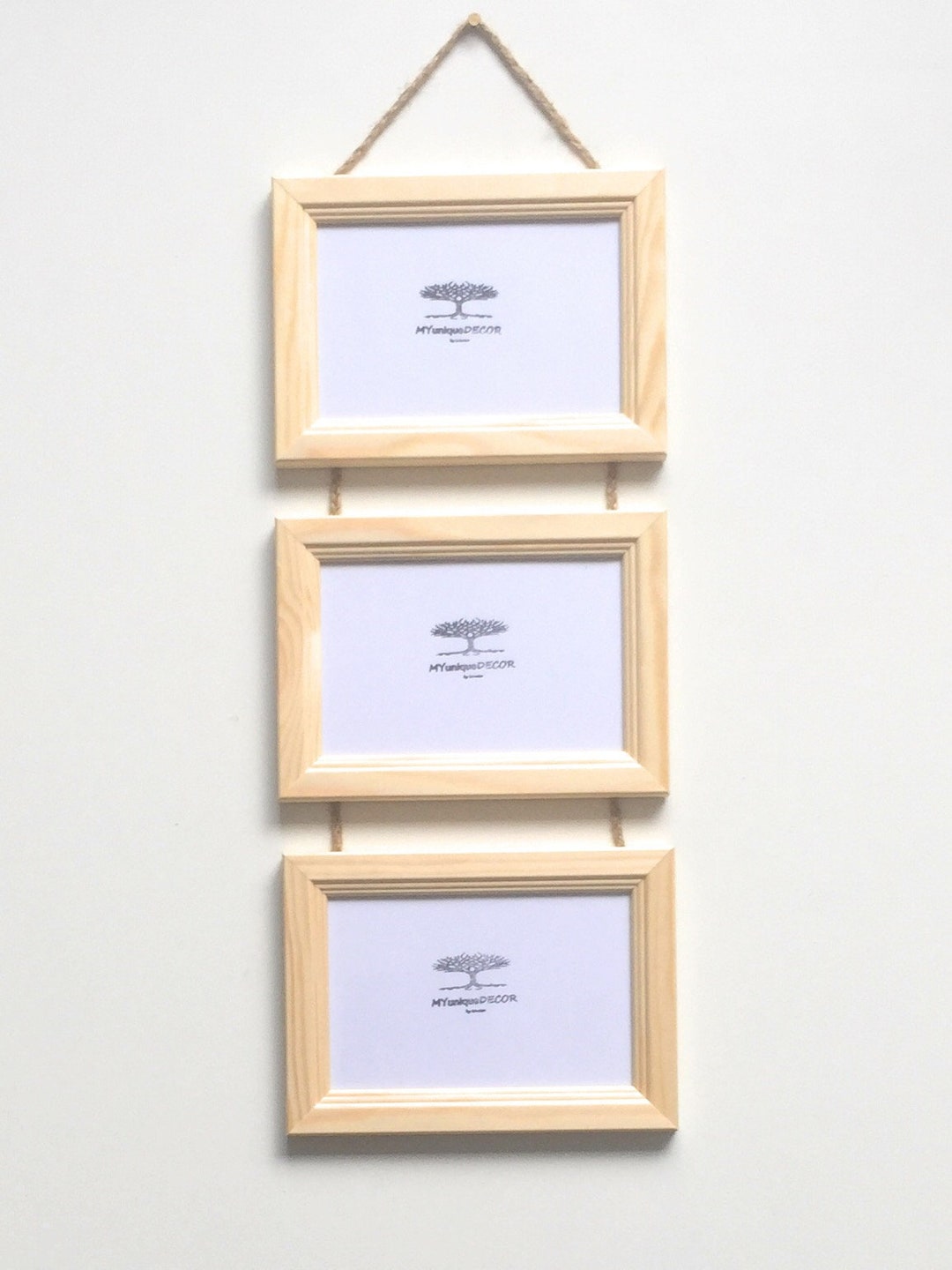 Pine Photo Picture Frame Wood Twine Wall Hanging Handmade Neutrals ...