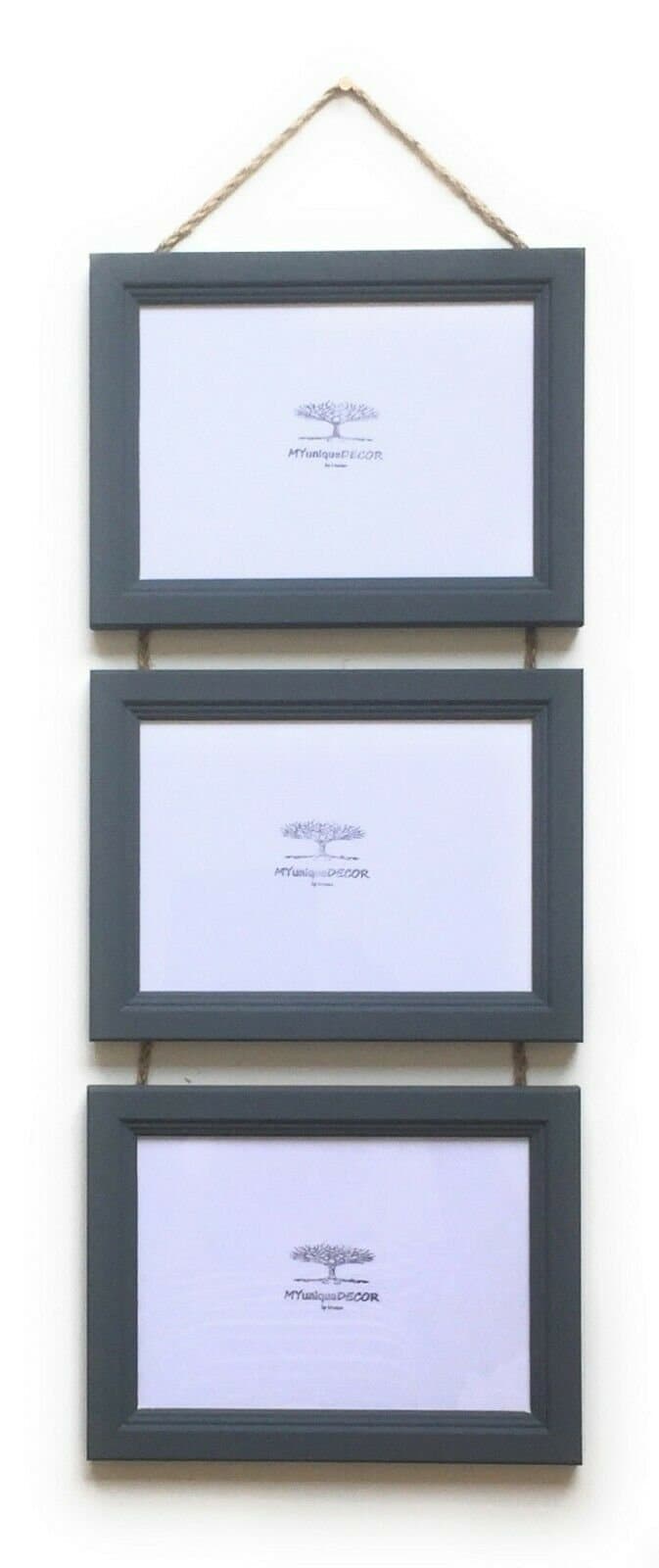 Triple Photo Picture Frame Hanging Pine Wood Wooden Twine - Etsy