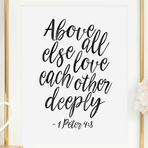 1 Peter 4:8 Love Each Other Bible Verse Wall Art Printable - Etsy