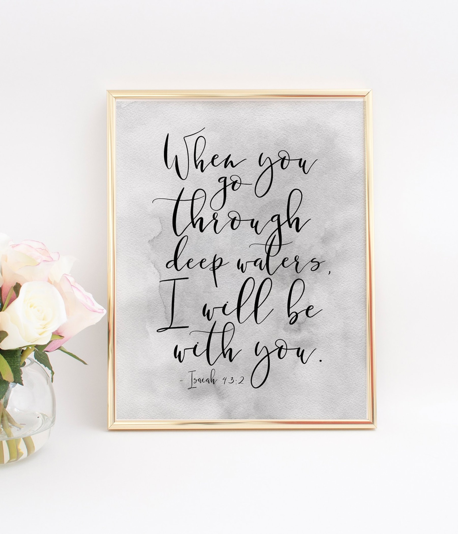 BIBLE VERSE WALL Art When You Go Through Deep Waters I Will | Etsy