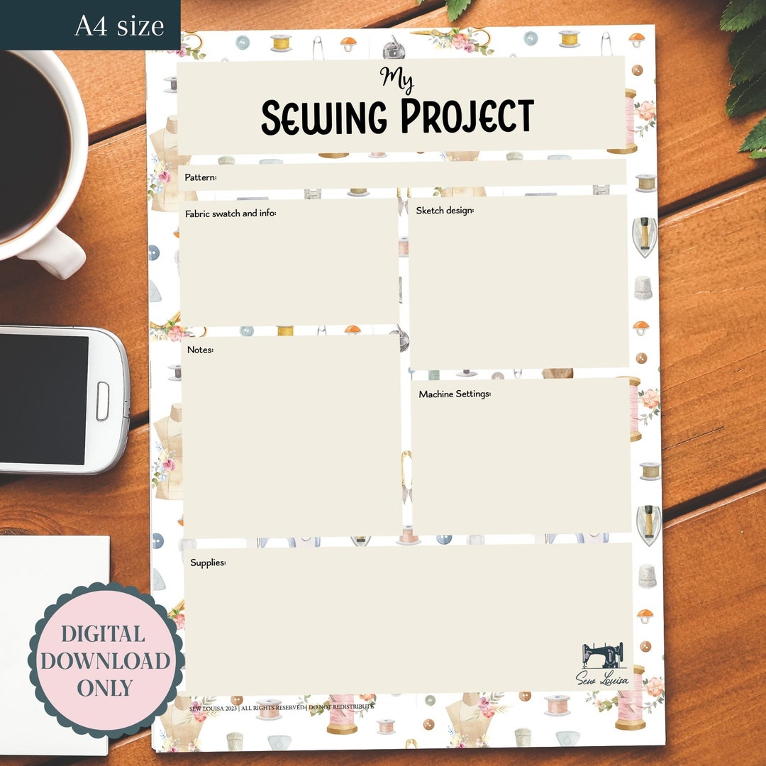 Sewing Planner Printable With a Sewing Themed Background Digital ...