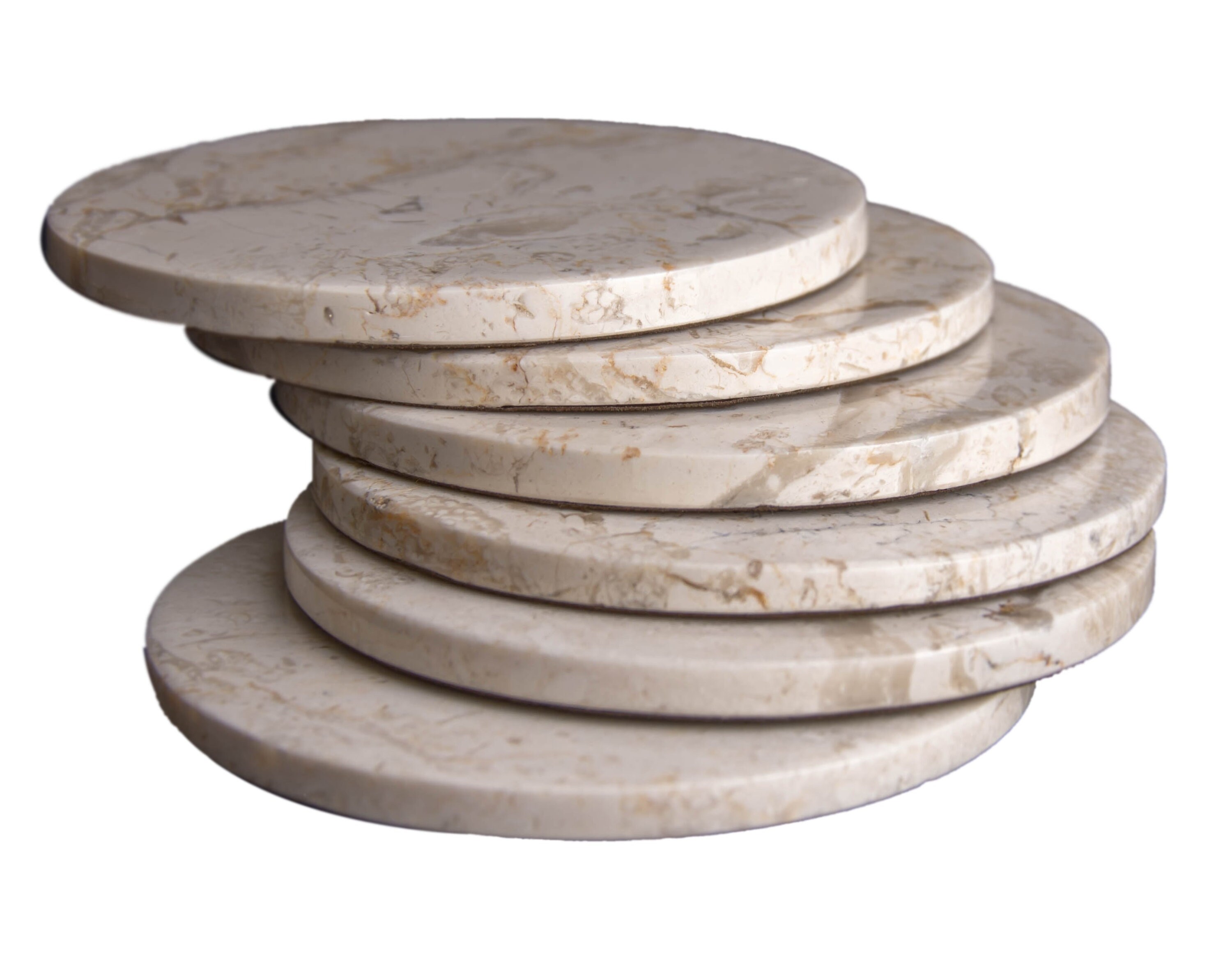 Craftsofegypt Set of 6 Beige Marble Stone Coasters Polished Coasters 3 ...