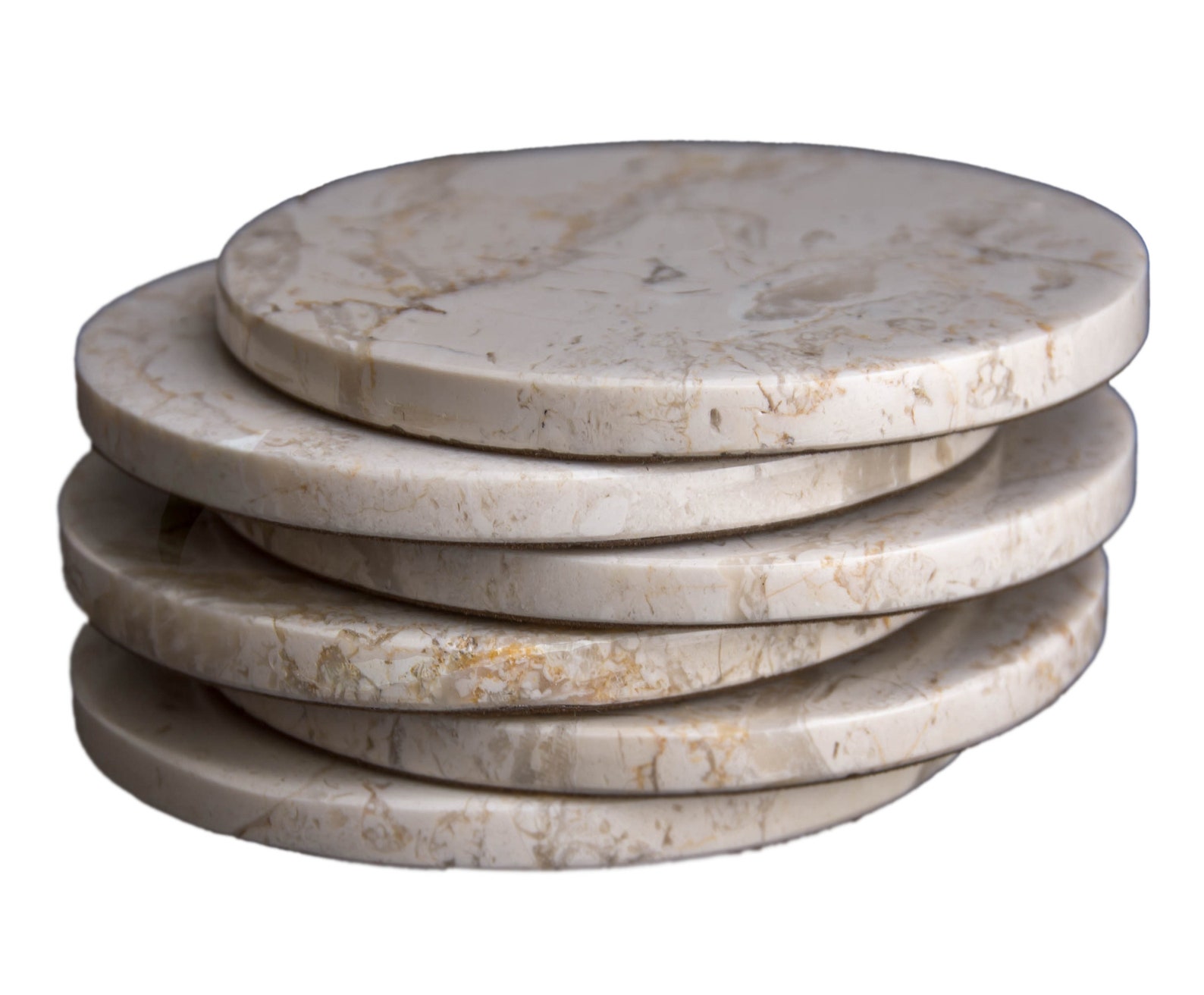 Craftsofegypt Set of 6 Beige Marble Stone Coasters Polished Coasters 3 ...