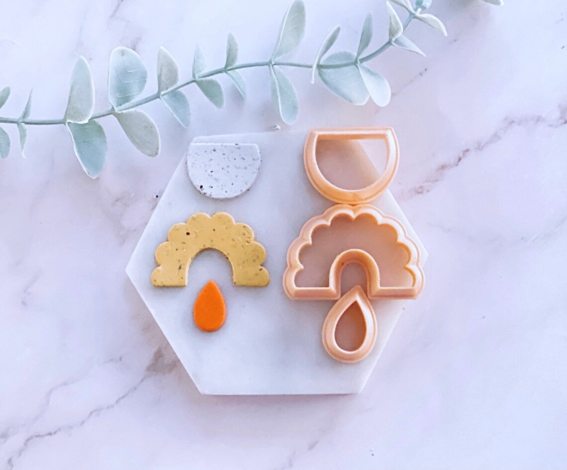 Dome, Curly Arc & Drop Shaped Set Polymer Clay Cutter • Fondant Cutter ...