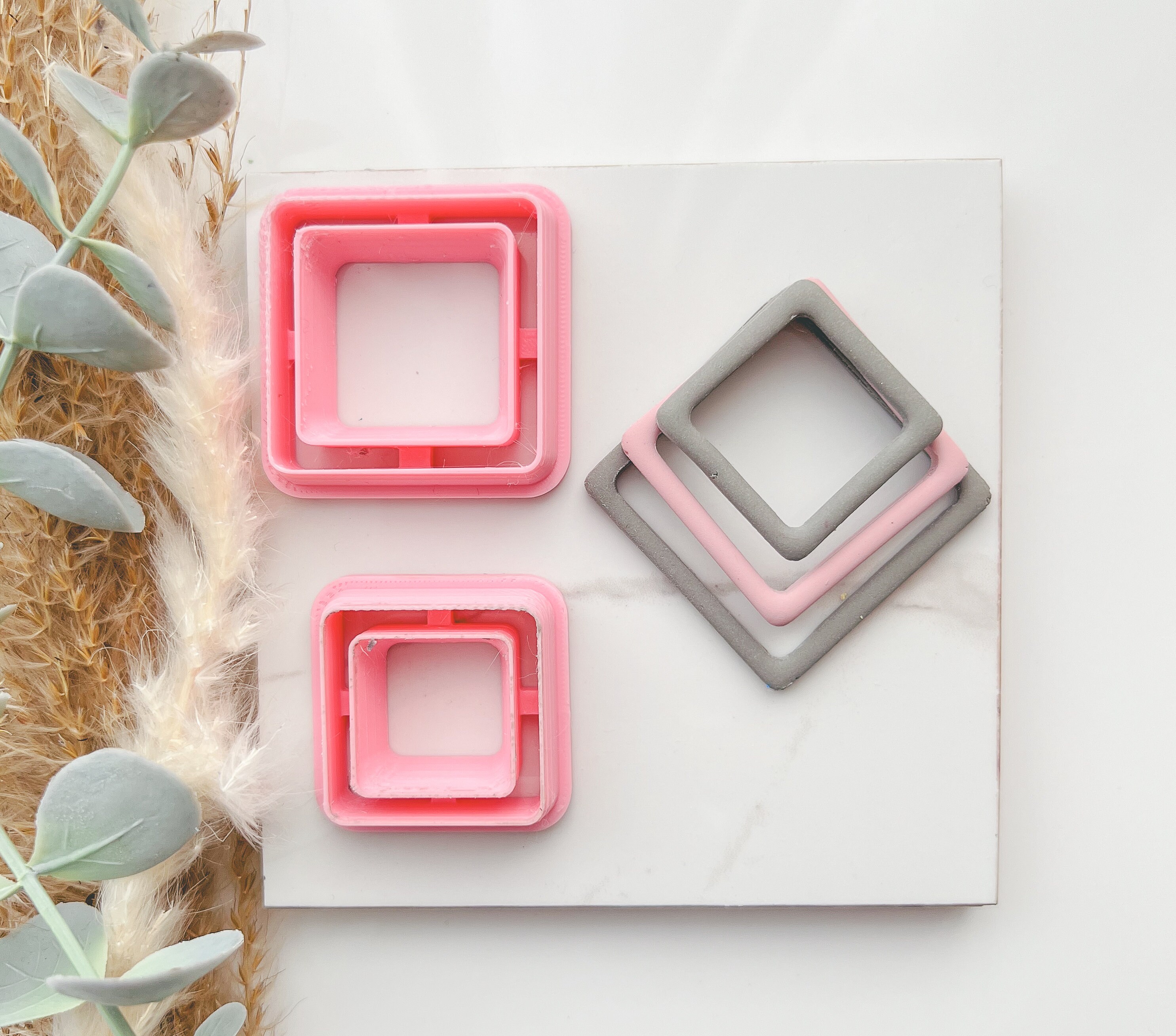 Square Outline Slim Cutter Set (2pc Set) | Square Shape Set Polymer ...