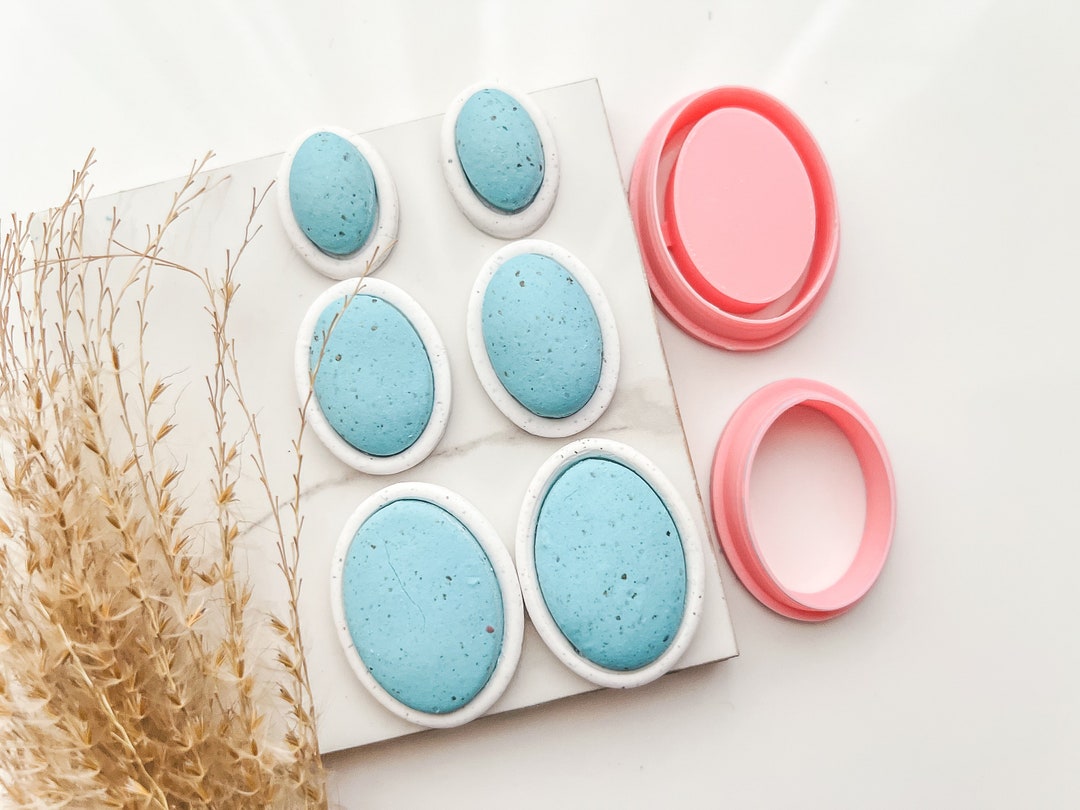 Oval Bezel Cutter Set (2pc Set) | Oval Setting Shape Set Polymer Clay Cutters - Etsy