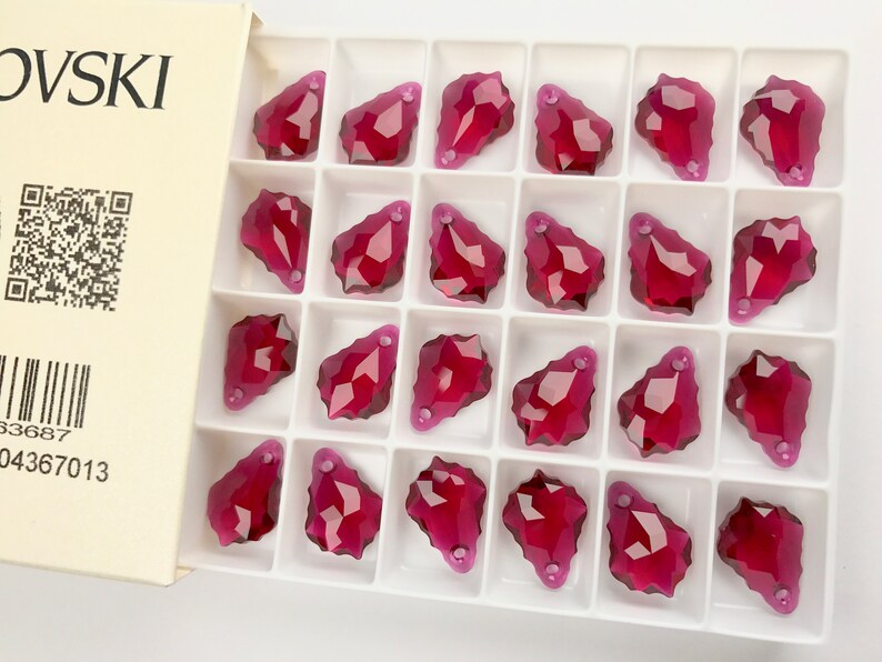 Genuine Swarovski Baroque Pendant in Ruby - Etsy