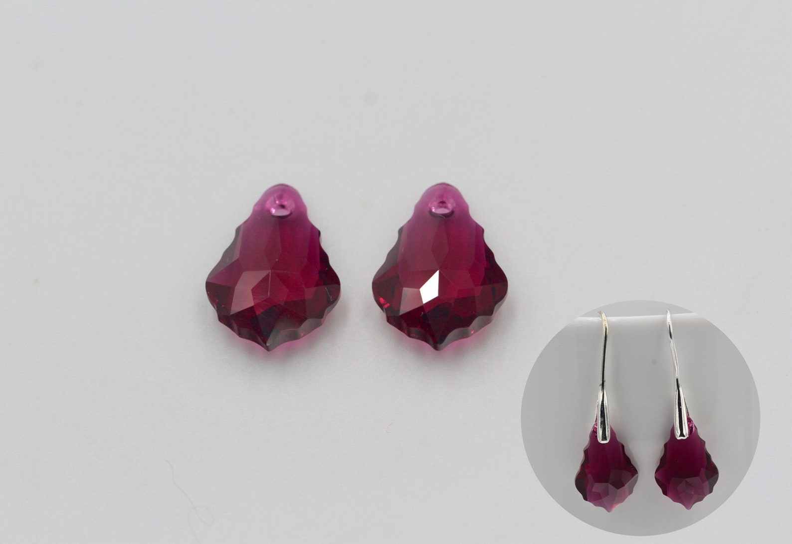 Genuine Swarovski Baroque Pendant in Ruby - Etsy