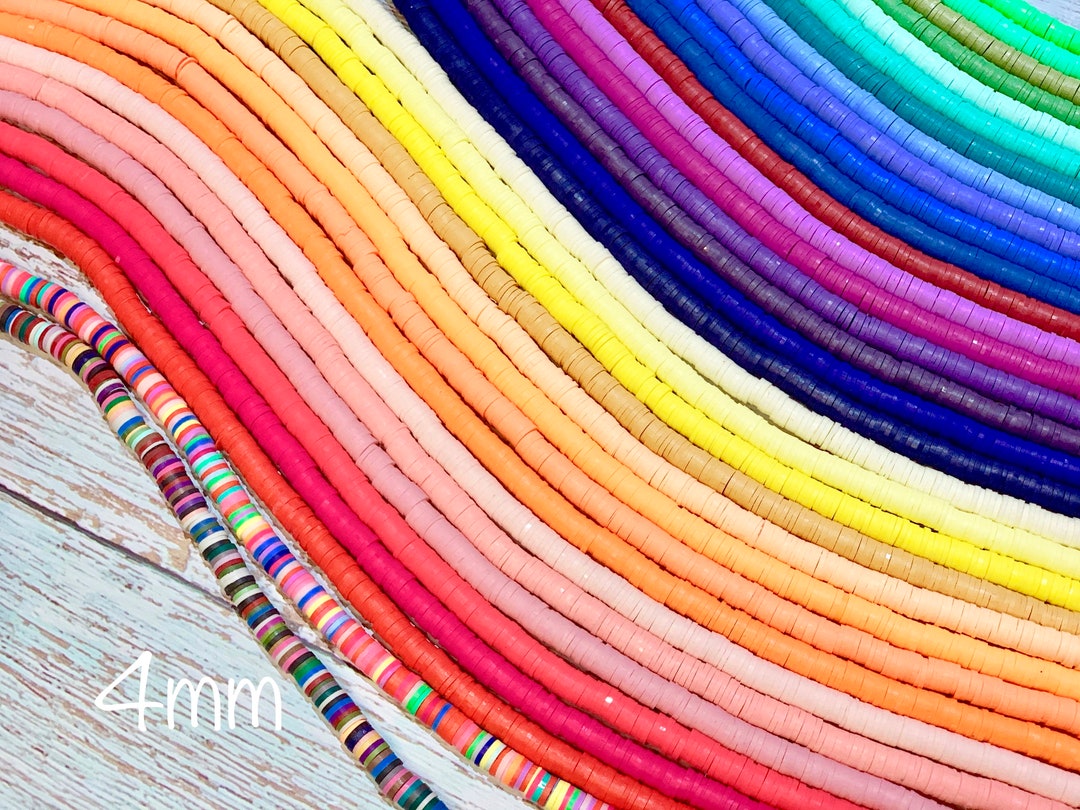1 Strand, 4mm, Heishi Beads, Environmental Handmade Polymer Clay Beads ...