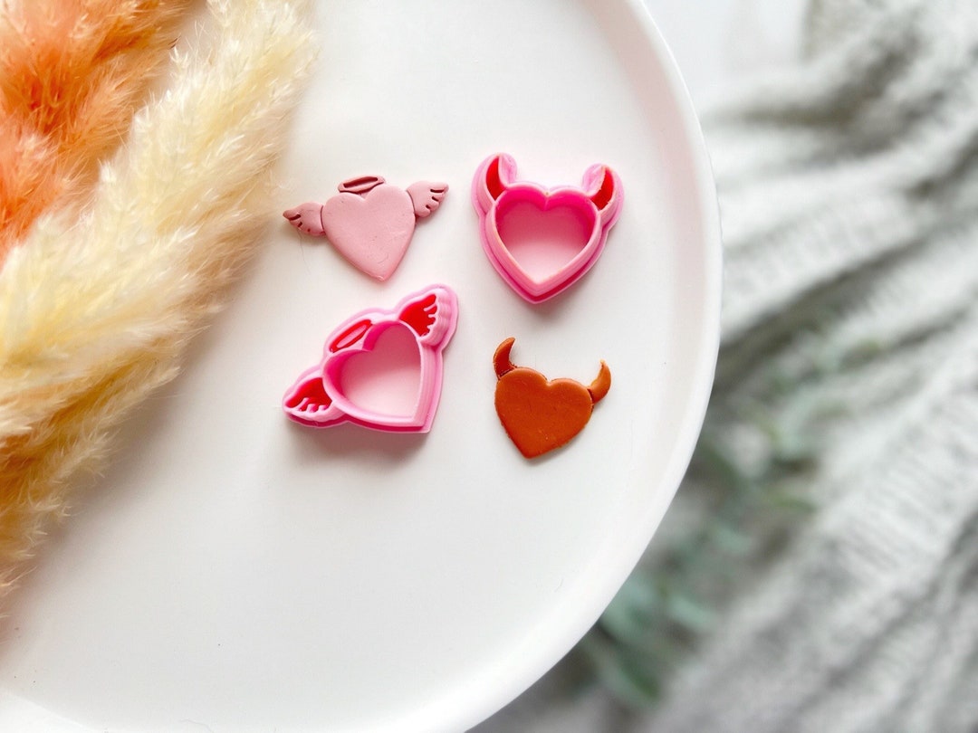 Angel Devil Heart Shape Collection Polymer Clay Cutter • Fondant Cutter ...