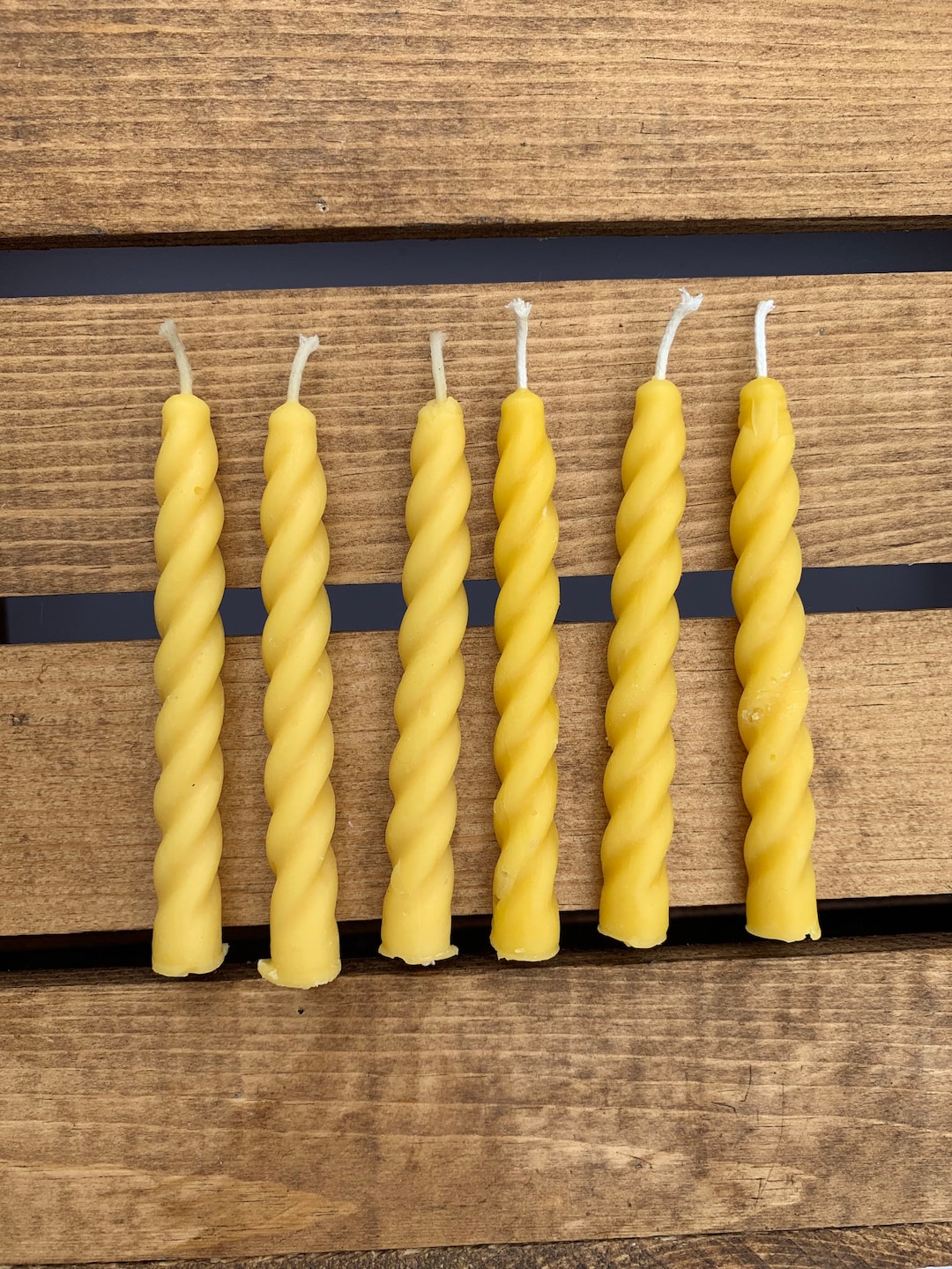 Beeswax Swirled Taper Candle- Set of 6 Swirled Taper Candle- 3.75” Tall ...