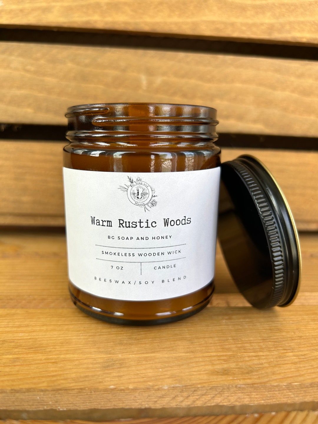 Beeswax Soy Blend Container Candle - Lavender - Warm Rustic Woods ...
