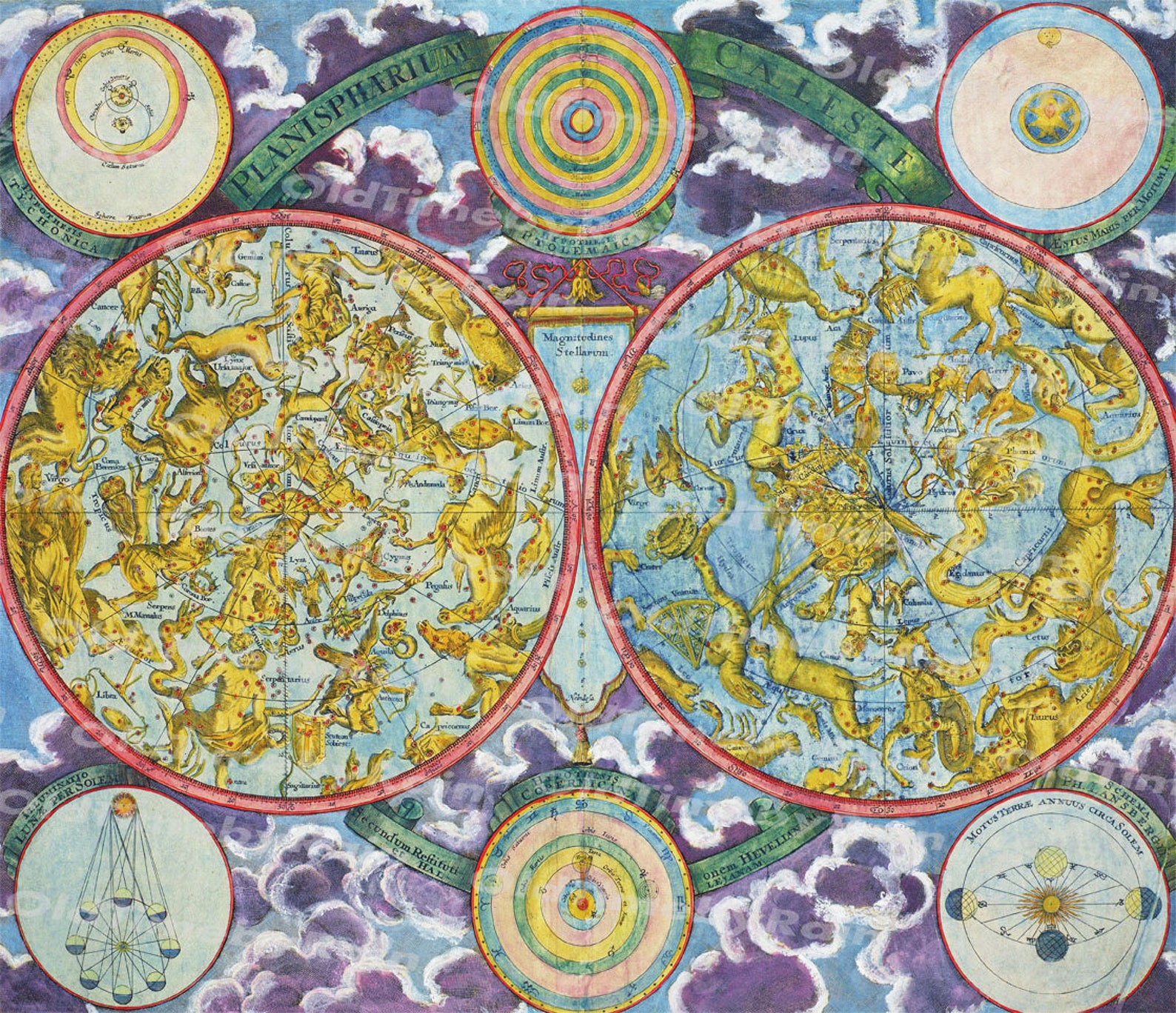 Vintage Old Celestial Map of Constellations/image Download Retro Style ...