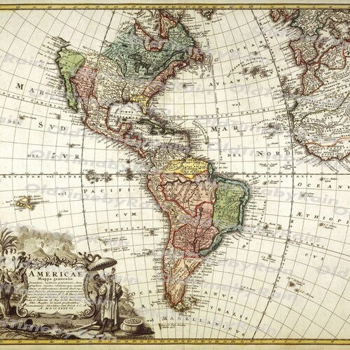 Vintage Old Map of America/image Download Retro Style - Etsy