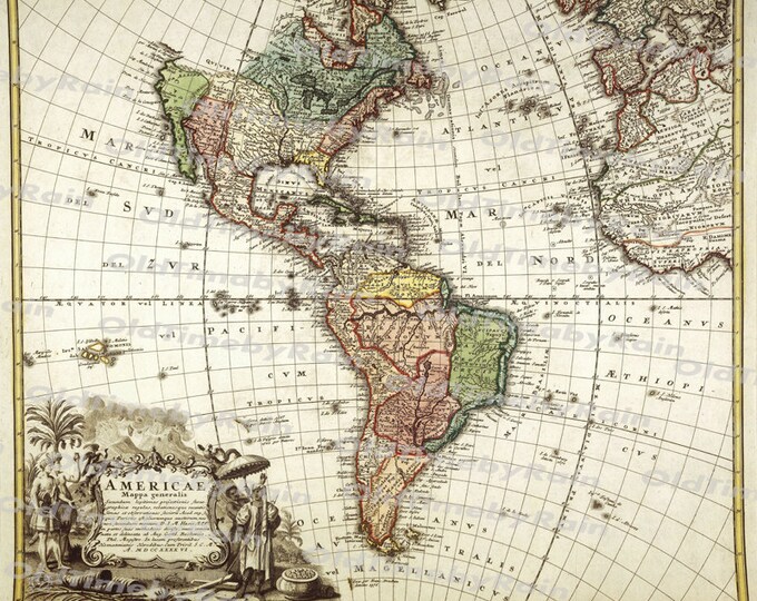 Vintage Old Map of America/image Download Retro Style Design/resource ...