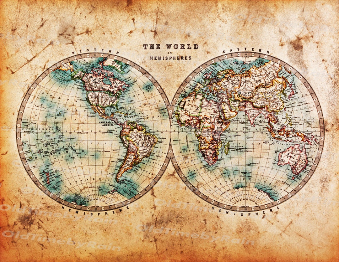 Vintage Old World Map/image Download Retro Style Design/resource Old ...