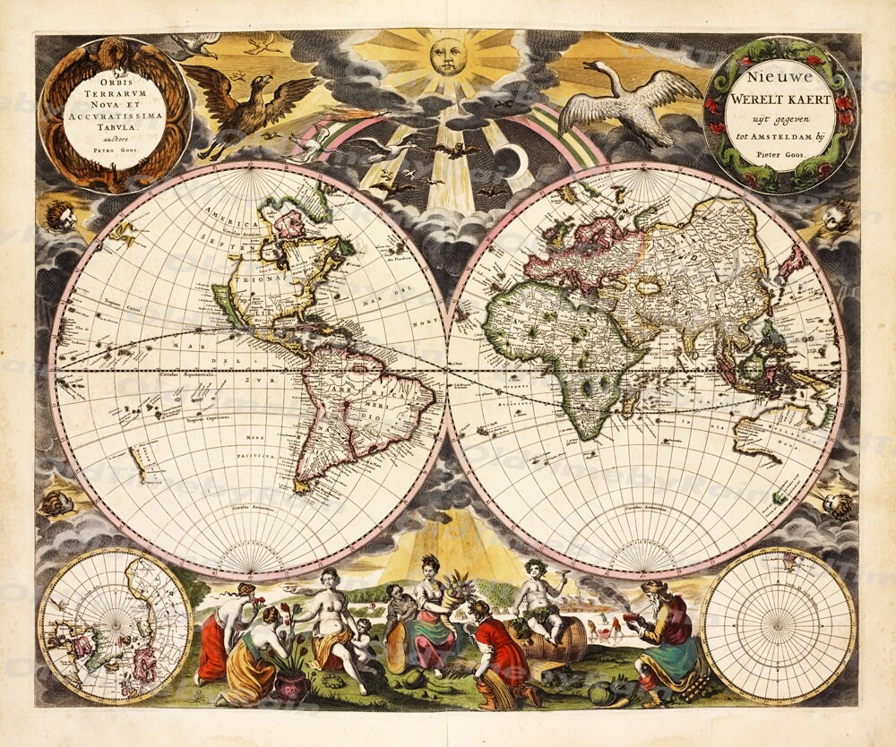 Vintage Old World Map/image Download Retro Style Design/resource Old ...