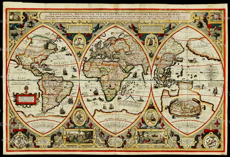 Vintage Old World Map/image Download Retro Style Design/resource Old ...